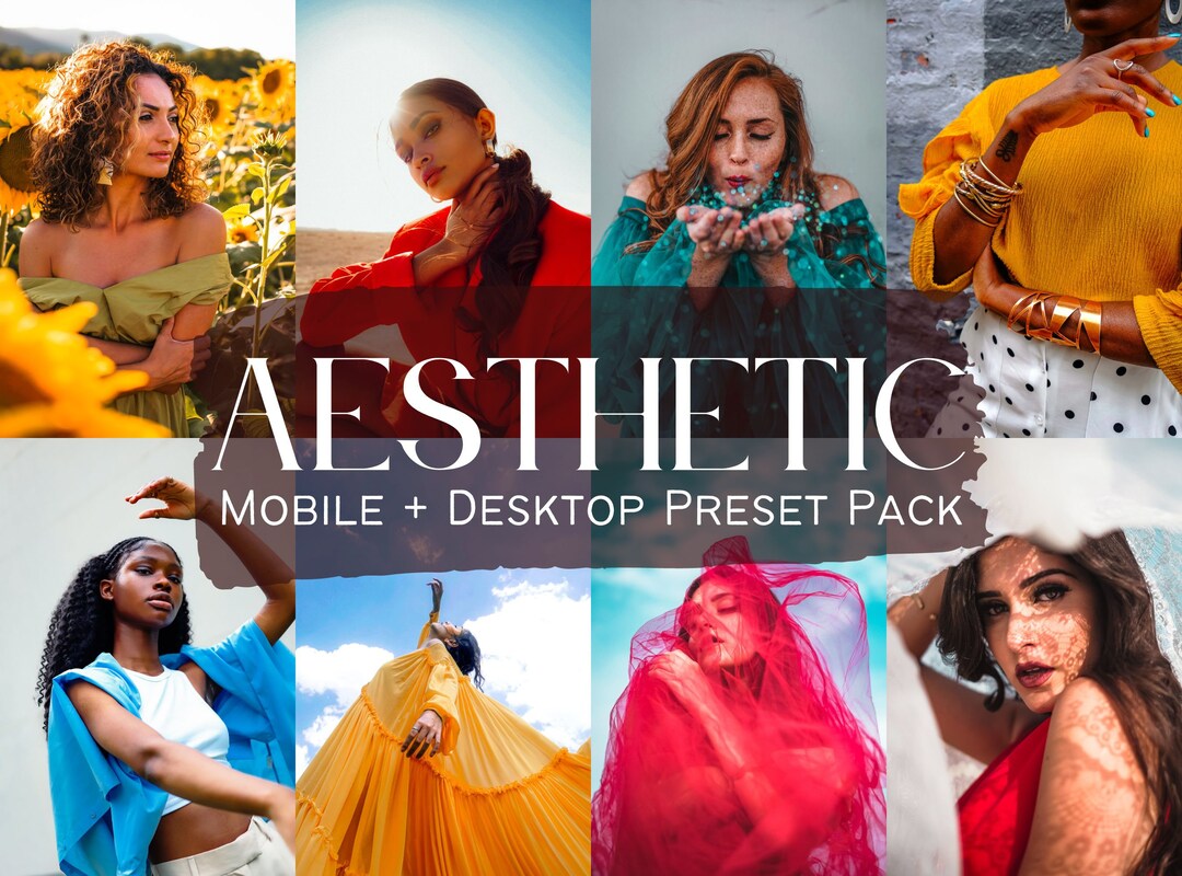 5 AESTHETIC Presets for Mobile and Desktop, Warm Pink and Blue Tones - Etsy
