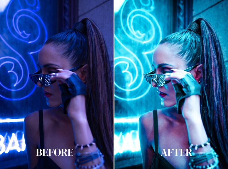 5 CYBERPUNK Presets Lightroom Filters Teal and Pink for Bloggers ...