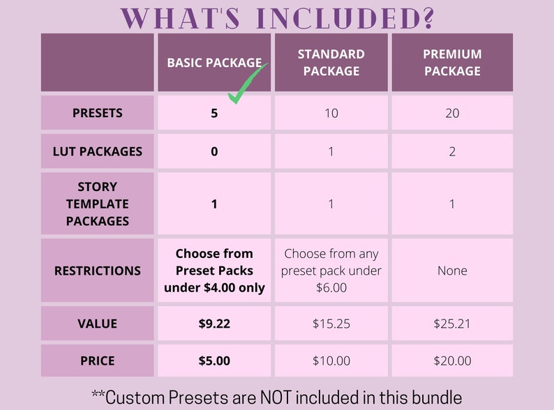 Build Your Own Bundle BASIC PACKAGE Lightroom Presets for Desktop ...