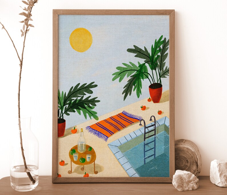 In the Backyard - Illustration - Art- Graphic Print in Variable Sizes ...