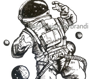 Moon Landing Space Print Space Man Digital Print Printable - Etsy