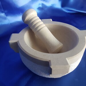 Handmade Mortar With Rounded Handles and Stone Pestle - Etsy