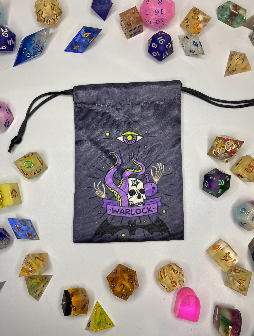 Satin Dice Bag Character Class Warlock | Dnd Dice Bag | Satin Pouch - Etsy