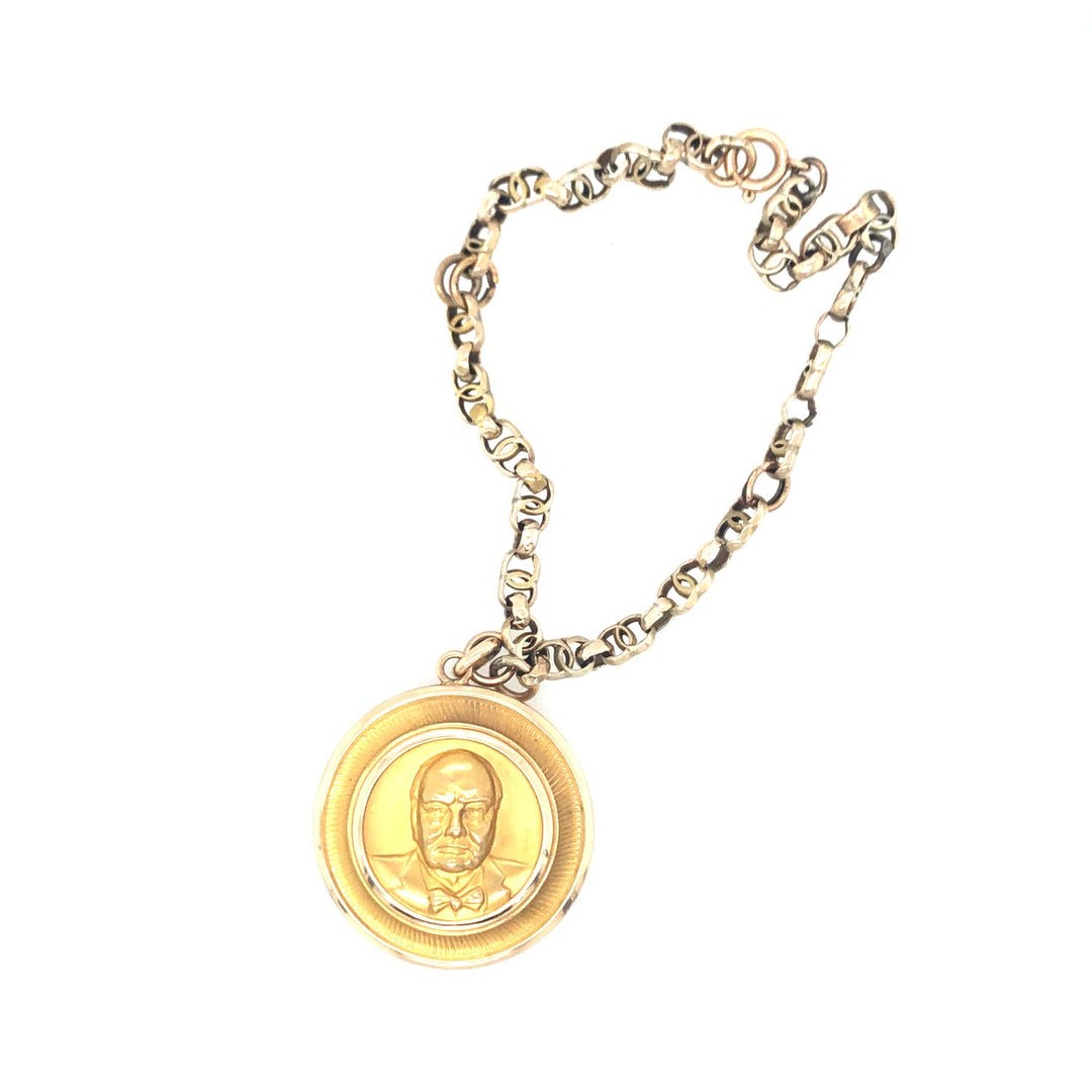 Vintage Winston Churchill Gold Charm Bracelet - Etsy