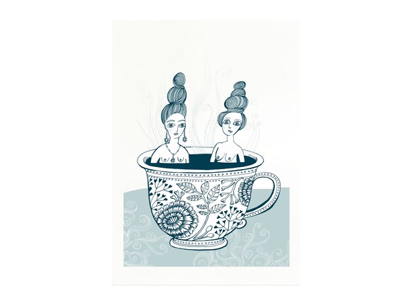 Teacup Ladies Print - Etsy