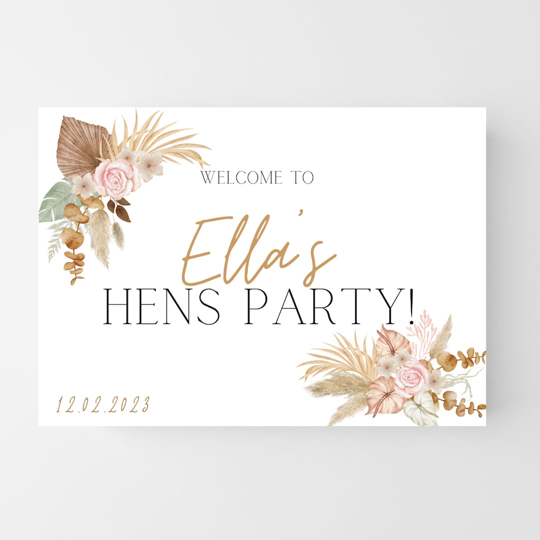 Hens Party Welcome Sign, Personalised Sign, Boho Decor, Hens Do, Custom ...