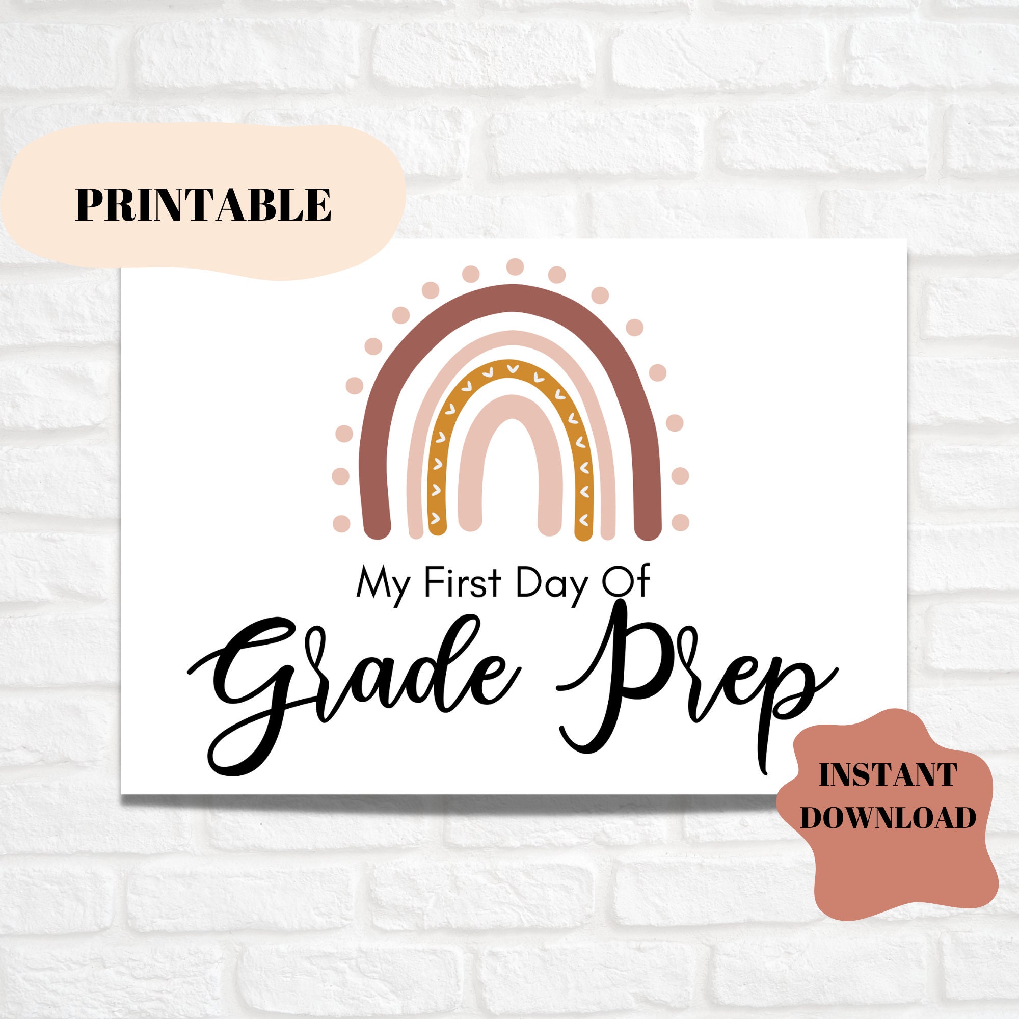 First Day of School Sign, 1st Day of Grade Prep Printable, Boho School ...