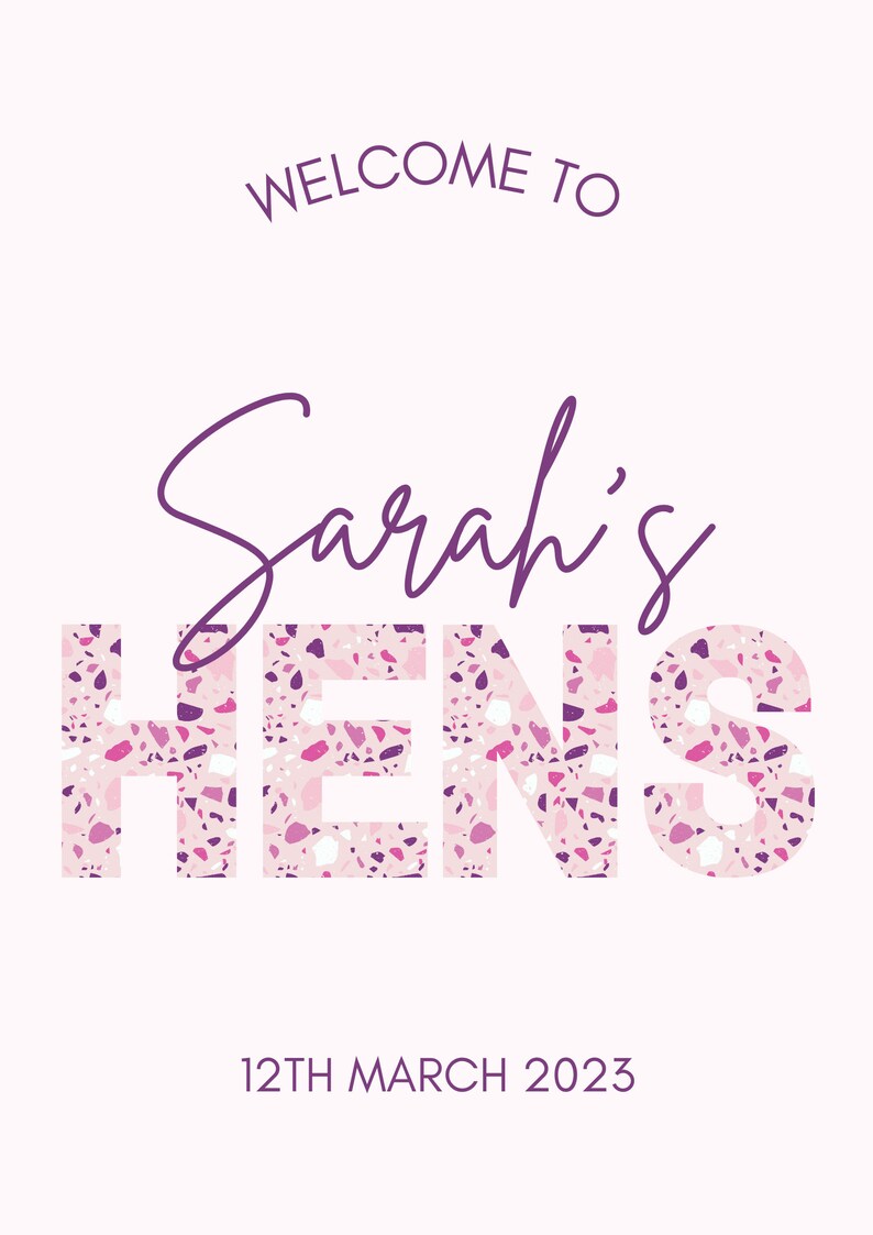 Hens Welcome Sign, Pink Hens Party Sign, Bachelorette Wedding Sign ...