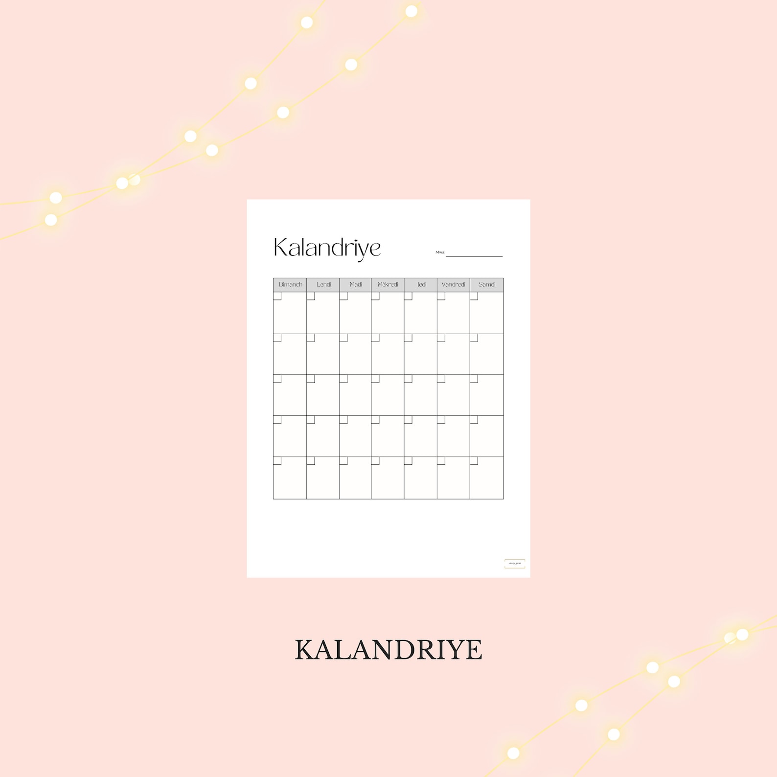 Kalandriye (haitian Creole Calendar) - Etsy