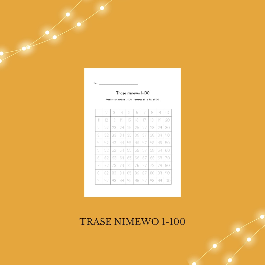 Number Tracing 1-100 (haitian Creole) - Etsy