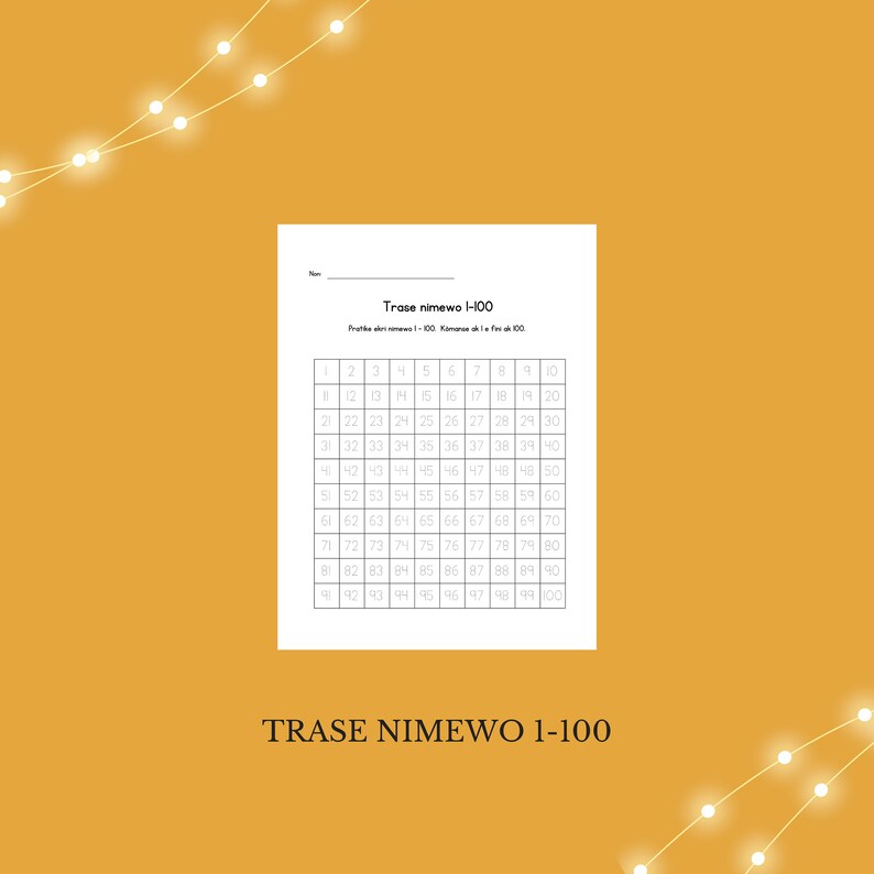 Number Tracing 1-100 (haitian Creole) - Etsy