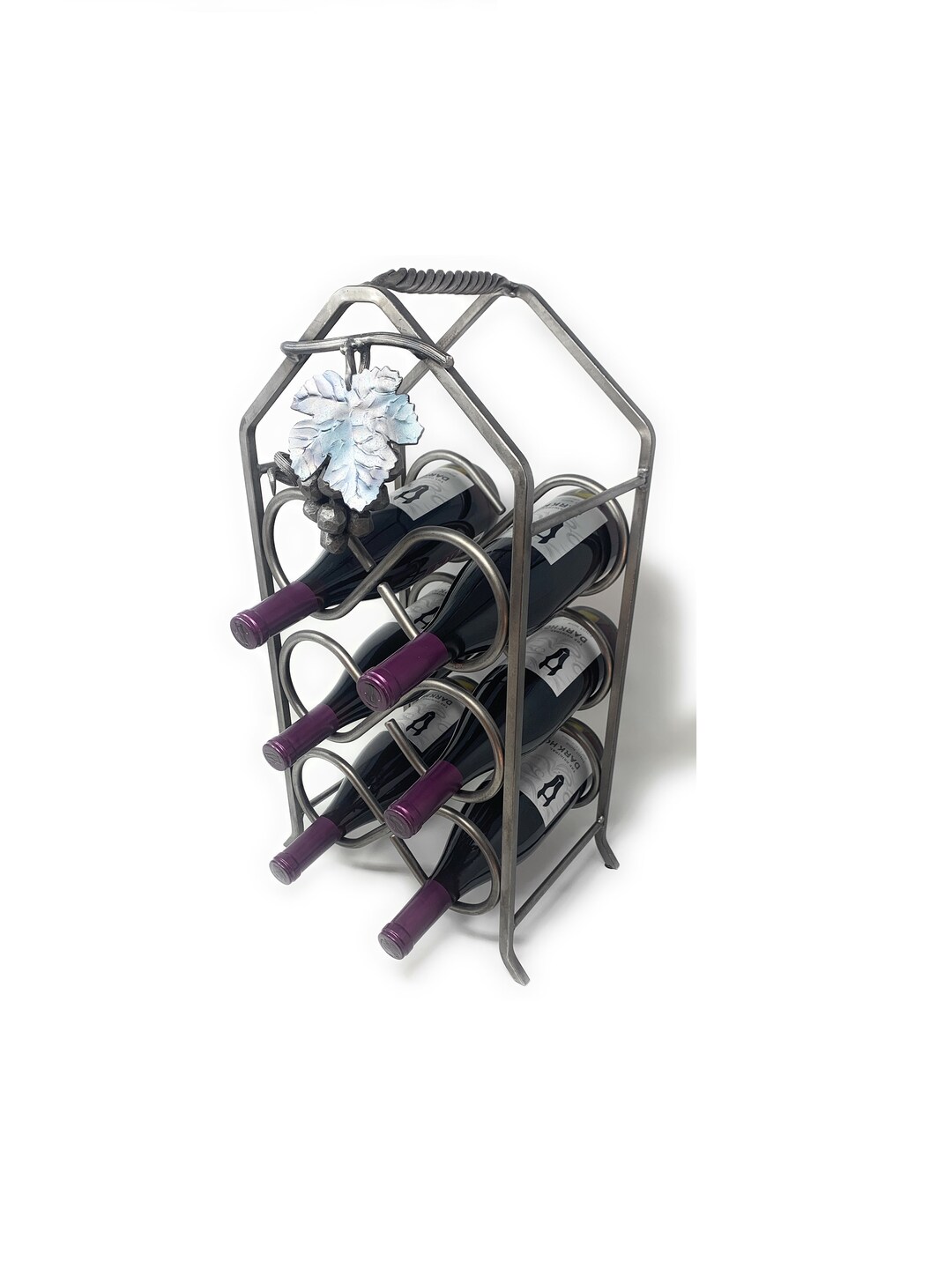 Six Bottle Metal Wine Rack - Etsy