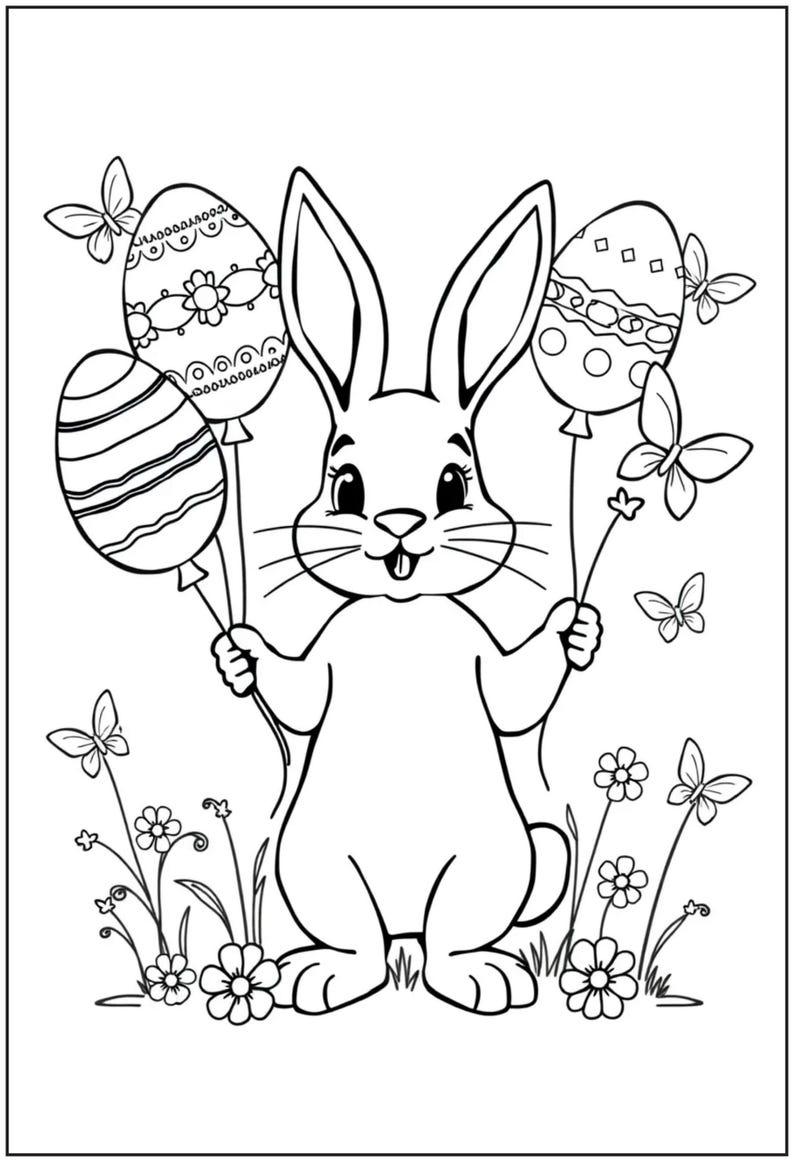 Easter Colouring Pages Pack | Bunny, Chick, Egg Designs (digital ...