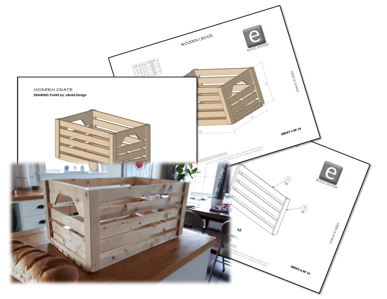Wooden Crate Plans Inch, Woodworking, Detailed Instructions, Step-by ...
