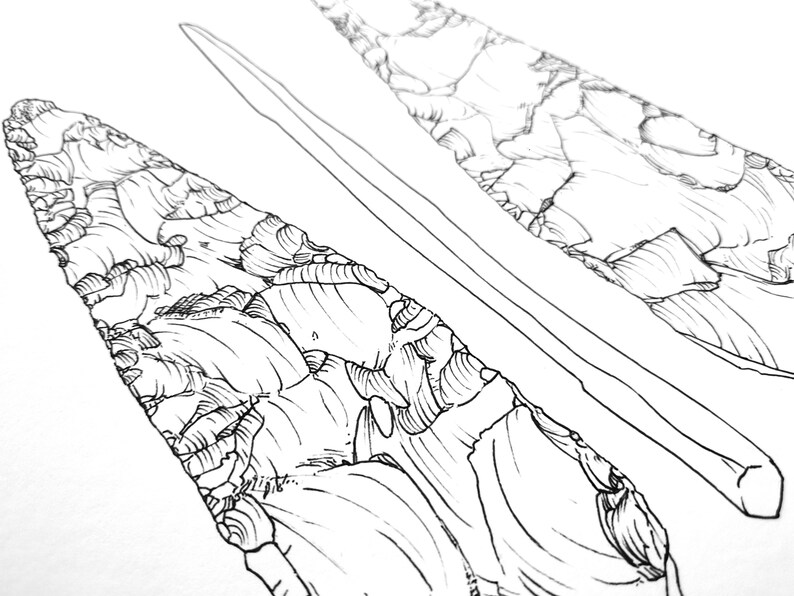Flint Knife Print: Hand-drawn Archaeology Illustration - Etsy