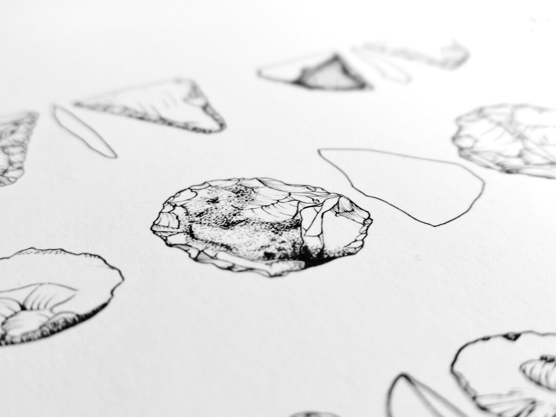 Flint Tools Illustration Print: Archaeology Art - Etsy