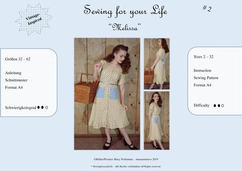 Sewing Pattern/ Sewing Pattern melissa A4 Sizes 2-32/gr.32-62 Women's ...