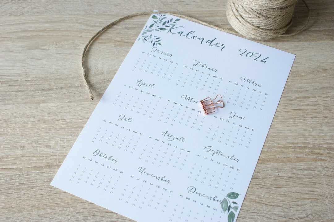 Wall Calendar 2024 Available DIN A5 or DIN A4 Format / Hand-painted and ...