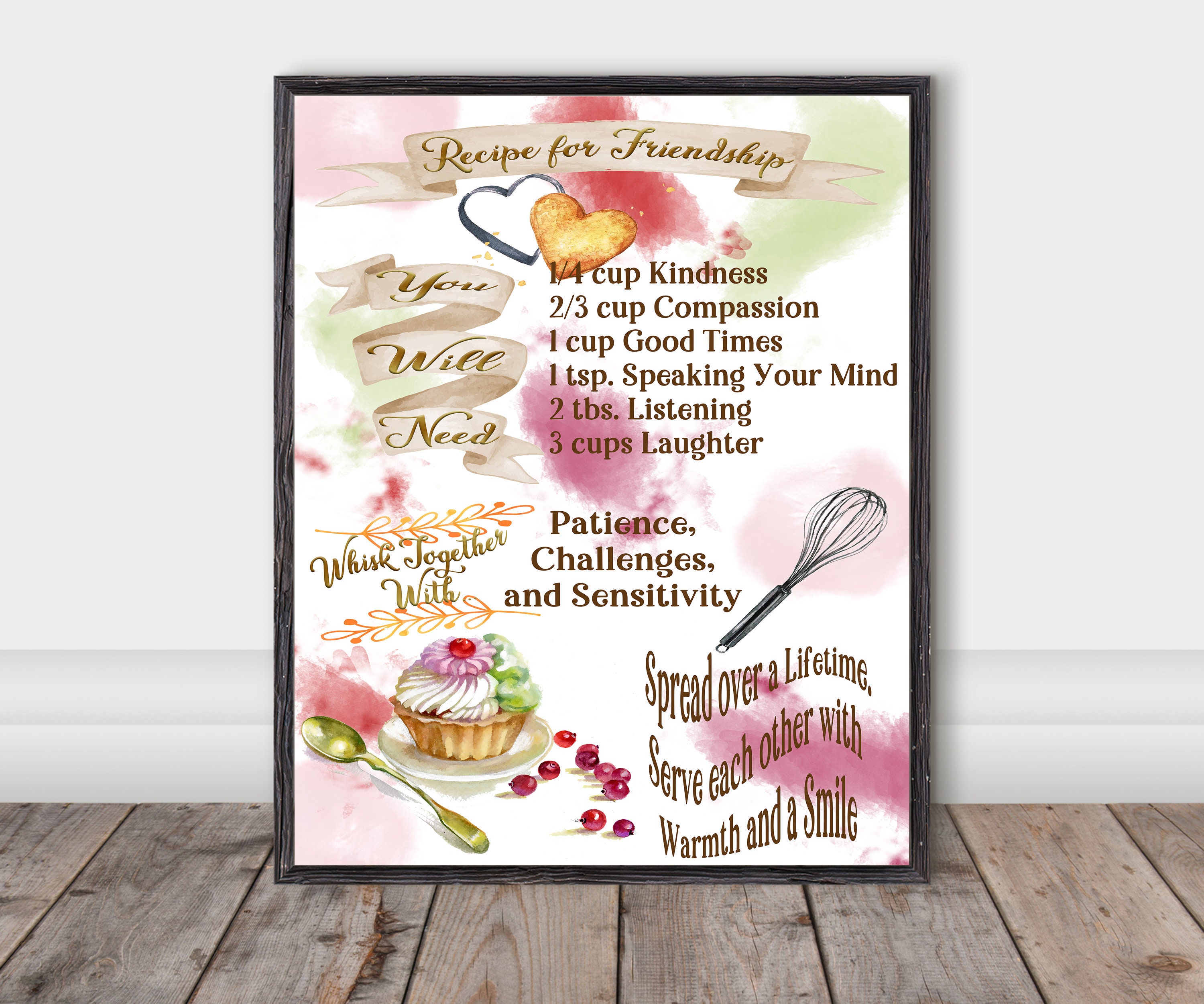 Friendship Recipe, Friendship Gift, Best Friends, Digital Print ...