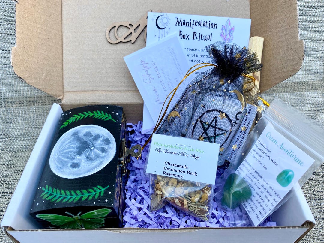 Manifestation Ritual Kit - Hand Painted Moon Box - Manifestation Box - Etsy