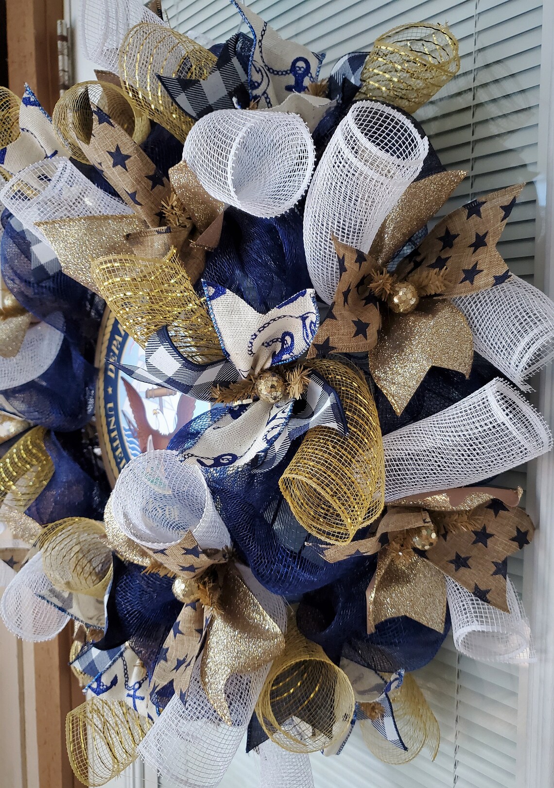 US Navy Deco Mesh Wreath Military Front Door Wreath | Etsy