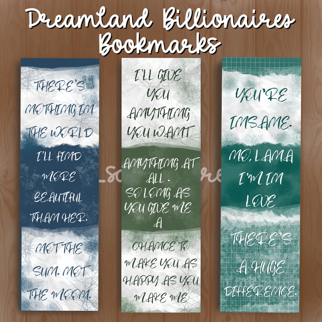 Dreamland Billionaires Bookmarks the Fine Print Bookmarks - Etsy