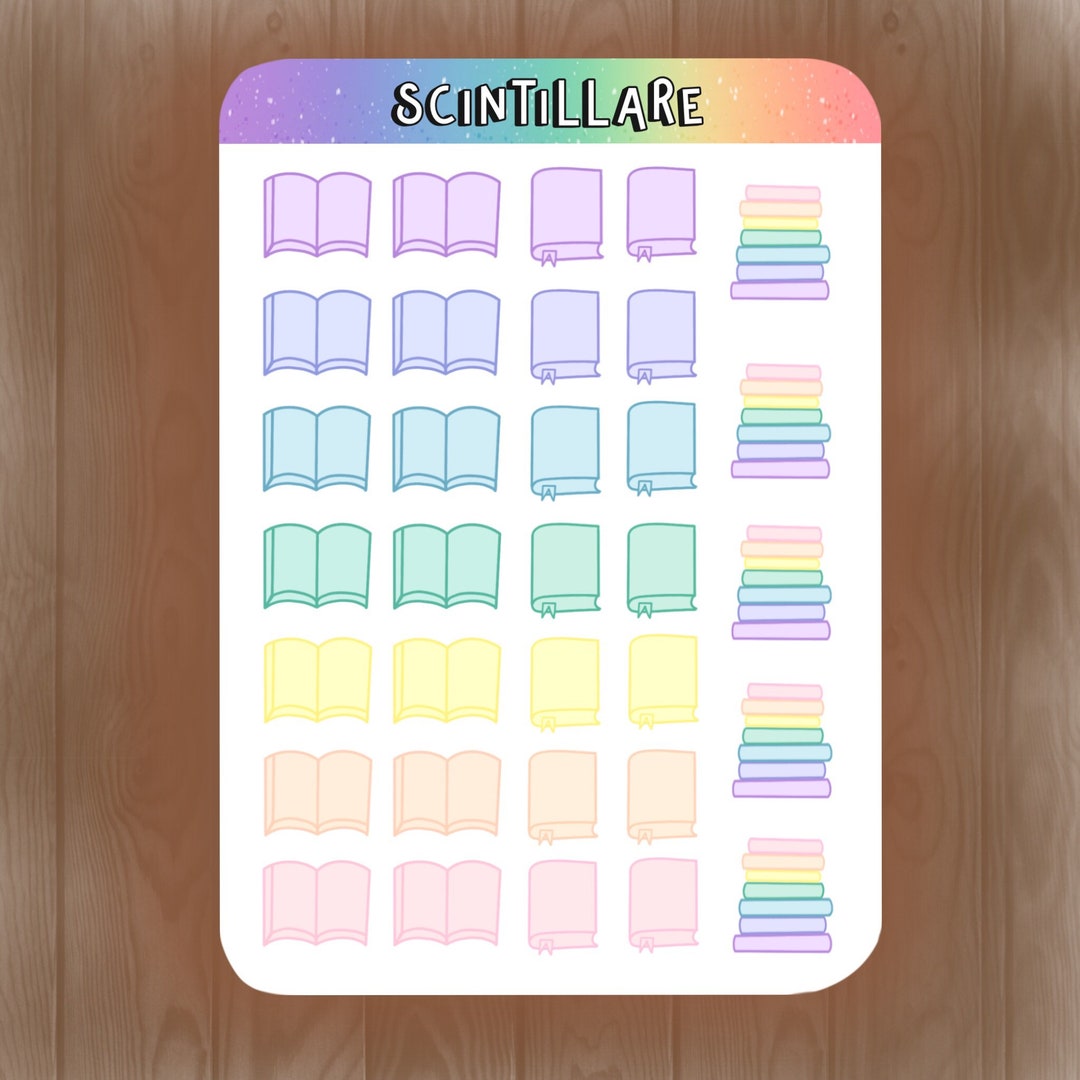 Rainbow Books Reading Journal Sticker Sheet Stocking Stuffer - Etsy
