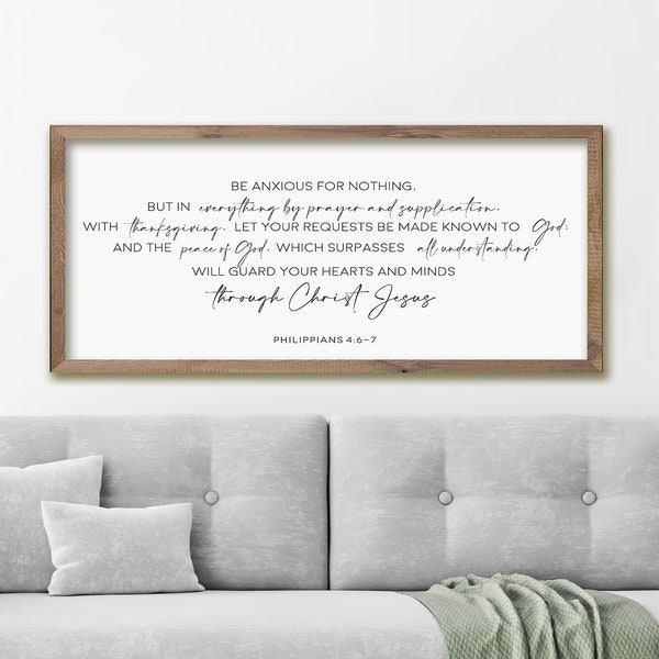 Philippians 4:6 7 in Nothing Be Anxious, Bible Verse Wall Art - Etsy UK