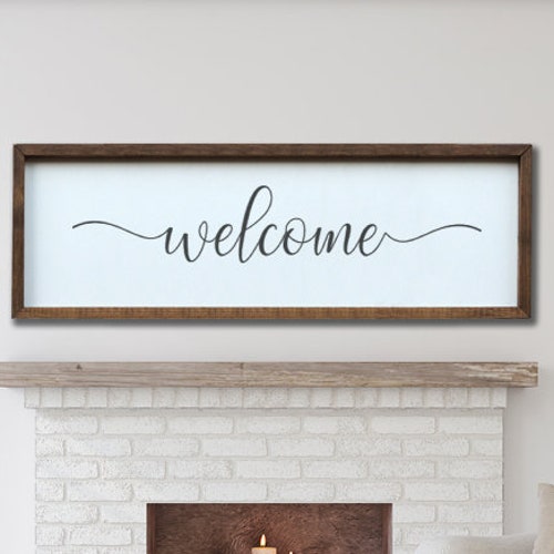 Welcome Sign Wood Framed Sign Welcome Decor Home Wall - Etsy