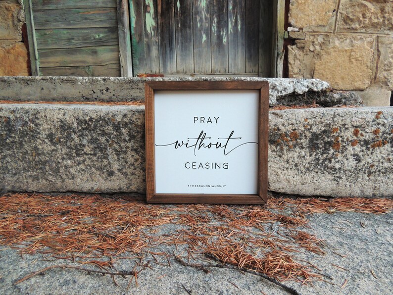 Bible Verse Wall Art Pray Without Ceasing Wood Sign | Etsy