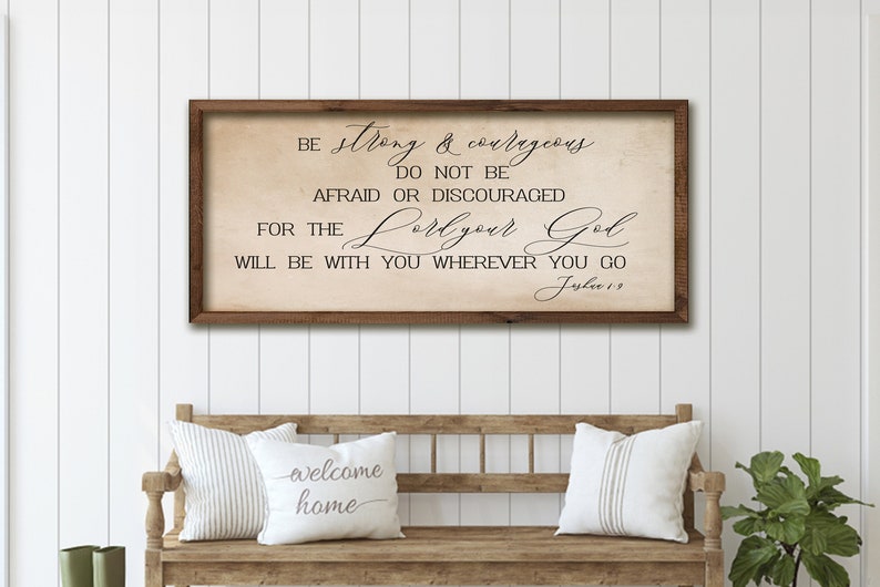 Be Strong and Courageous Sign: Rustic Bible Verse Decor - Etsy