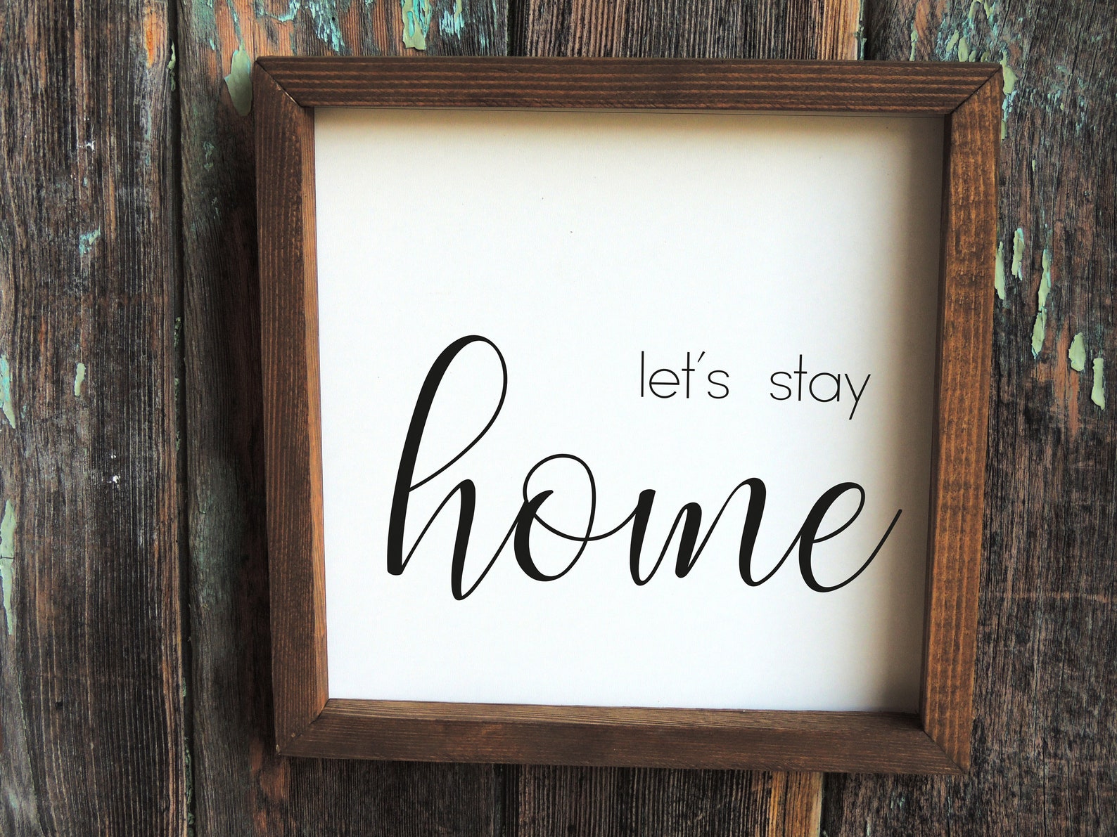 Lets Stay Home Wood Sign Let's Stay Home Sign Living | Etsy