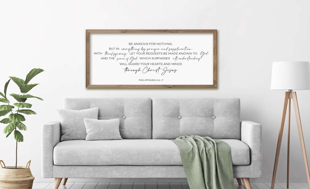 Bible Verse Sign | Be Anxious for Nothing Sign | Philippians 4:6-7 ...