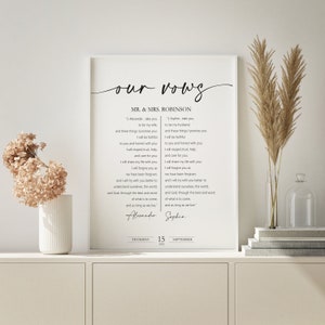 His and Hers Wedding Vows Keepsake Template, Anniversary Gift ...