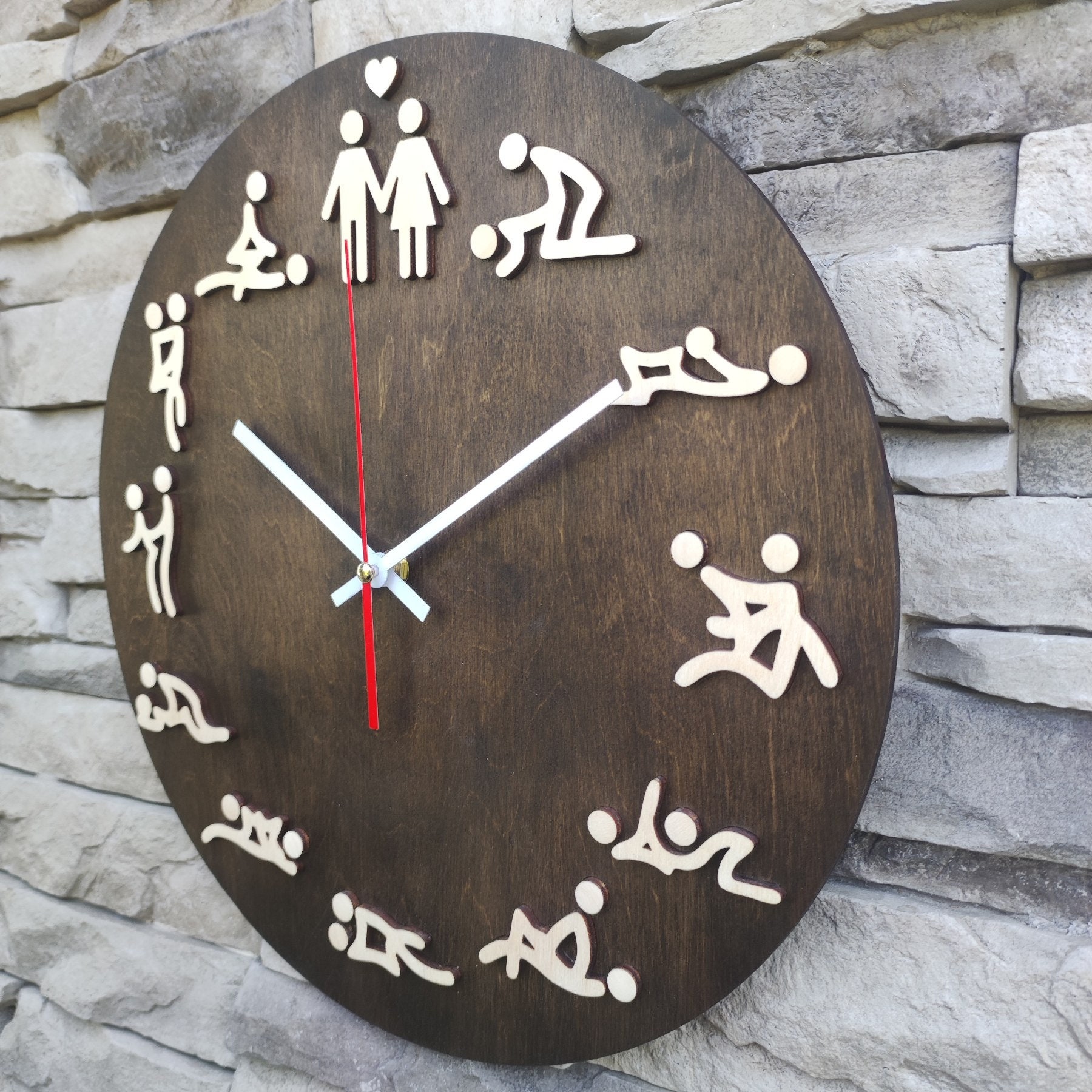 Original Wooden Wall Clock, Romantic Figures, Sexual Positions Wall ...