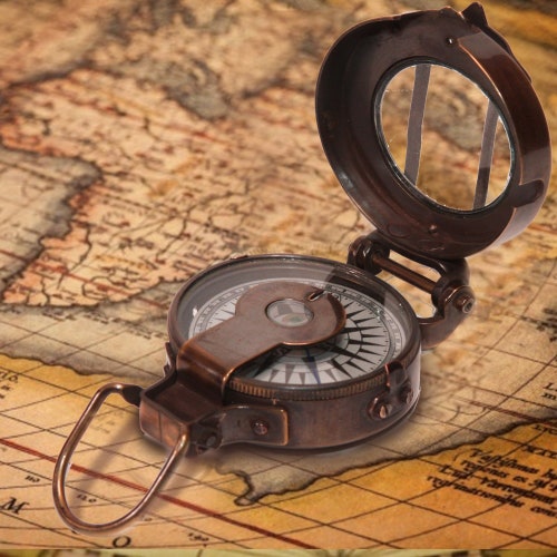 Solid Brass Nautical Pocket Compass Etsy