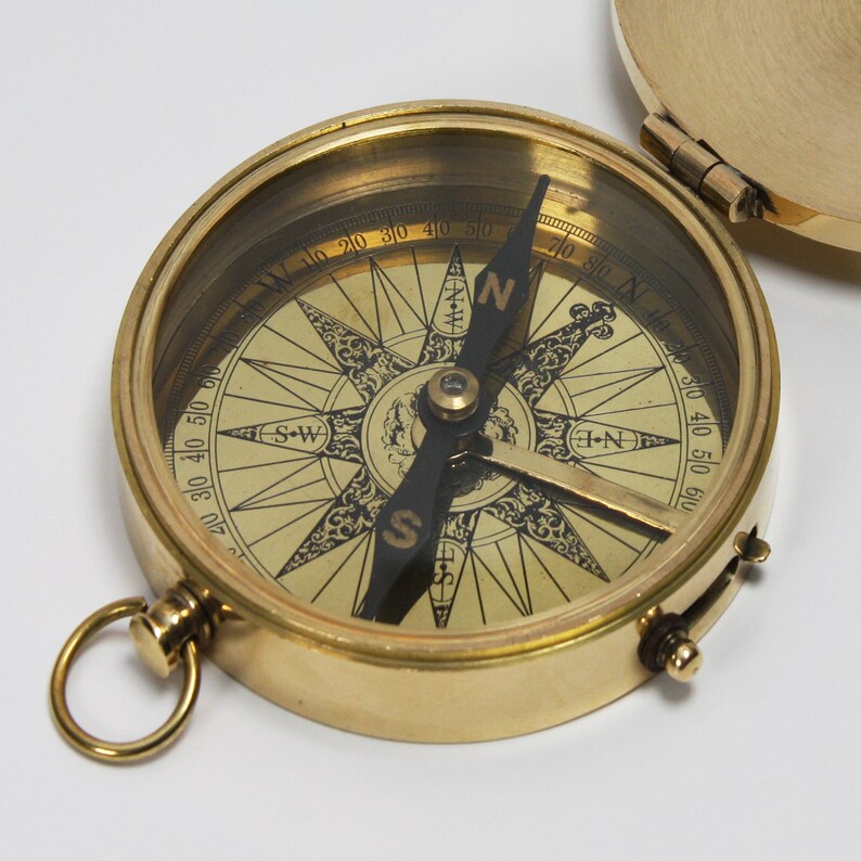 Solid Brass Nautical Pocket Compass Etsy