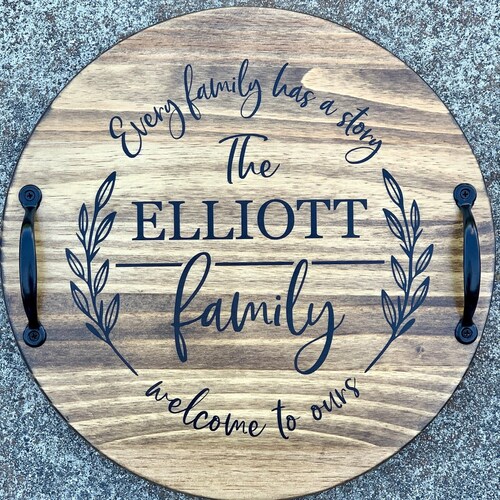 Personalized Round Wood Sign I Custom Serving Tray With | Etsy
