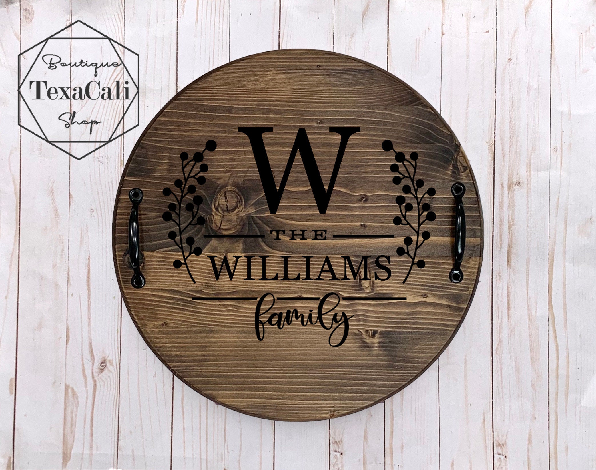 Personalized Serving Tray Personalized Tray Round Wood Tray - Etsy