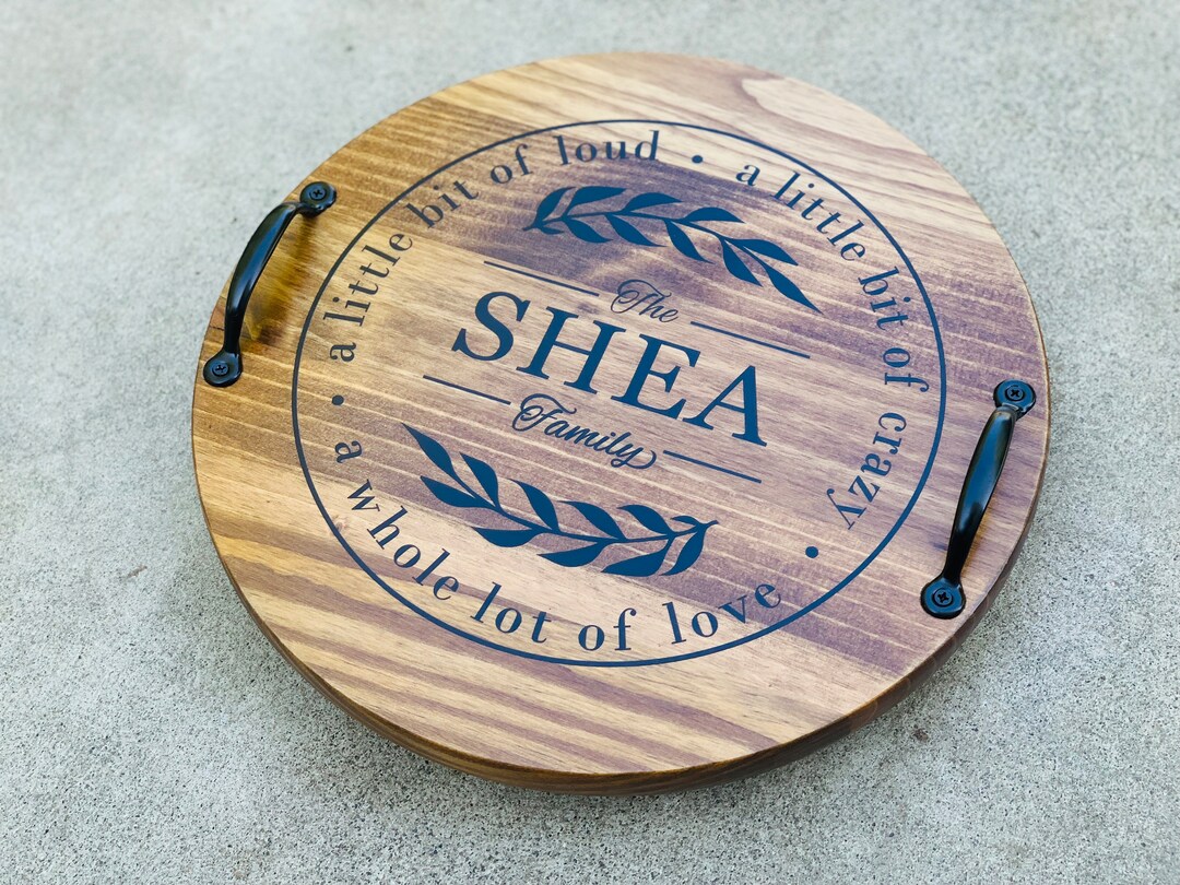 Personalized Serving Tray Personalized Tray Round Wood Tray - Etsy