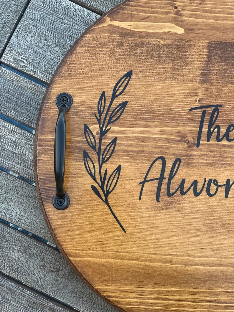 Personalized Serving Tray Personalized Tray Round Wood Tray | Etsy