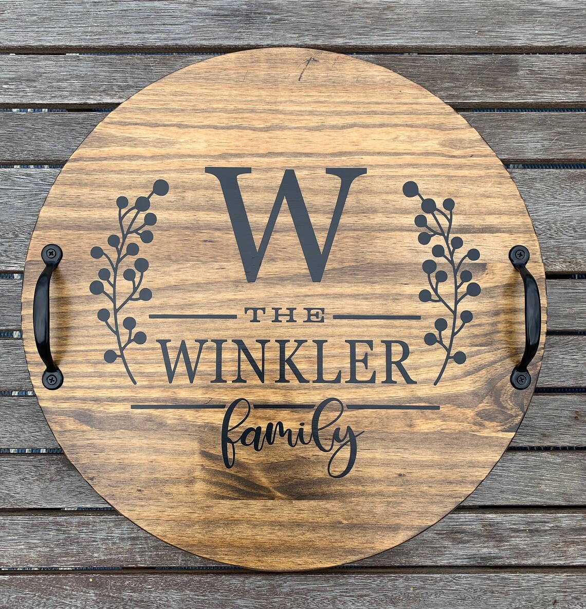 Personalized Serving Tray Personalized Tray Round Wood Tray | Etsy