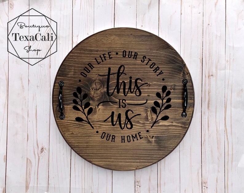 This is Us Tray Family Tray Round Wood Tray Wood Serving - Etsy