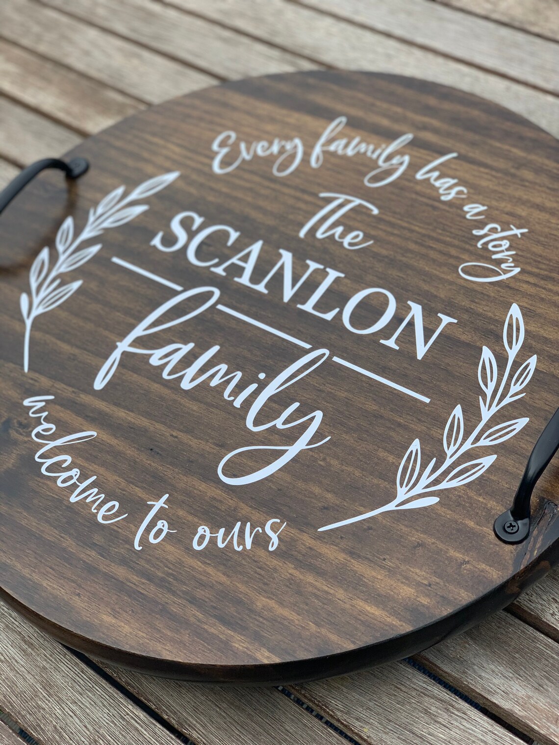 Personalized Serving Tray Personalized Tray Round Wood Tray | Etsy