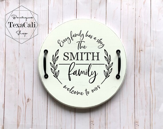 Personalized Serving Tray Personalized Tray Round Wood Tray | Etsy