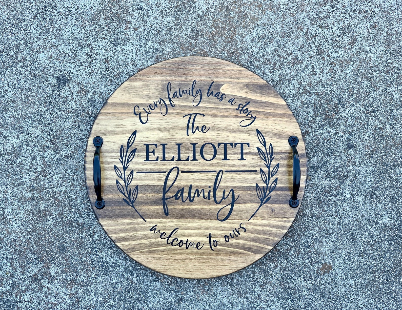 Personalized Serving Tray Personalized Tray Round Wood Tray - Etsy