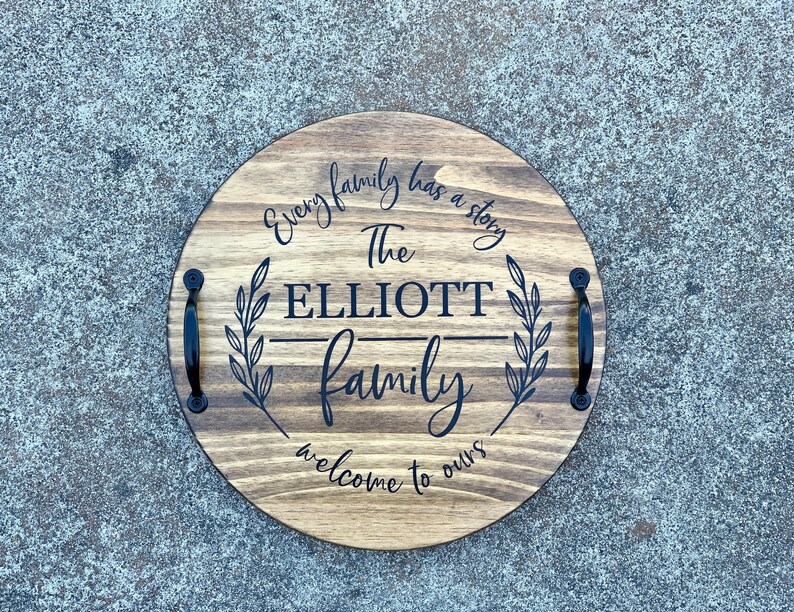 Personalized Serving Tray Personalized Tray Round Wood Tray - Etsy