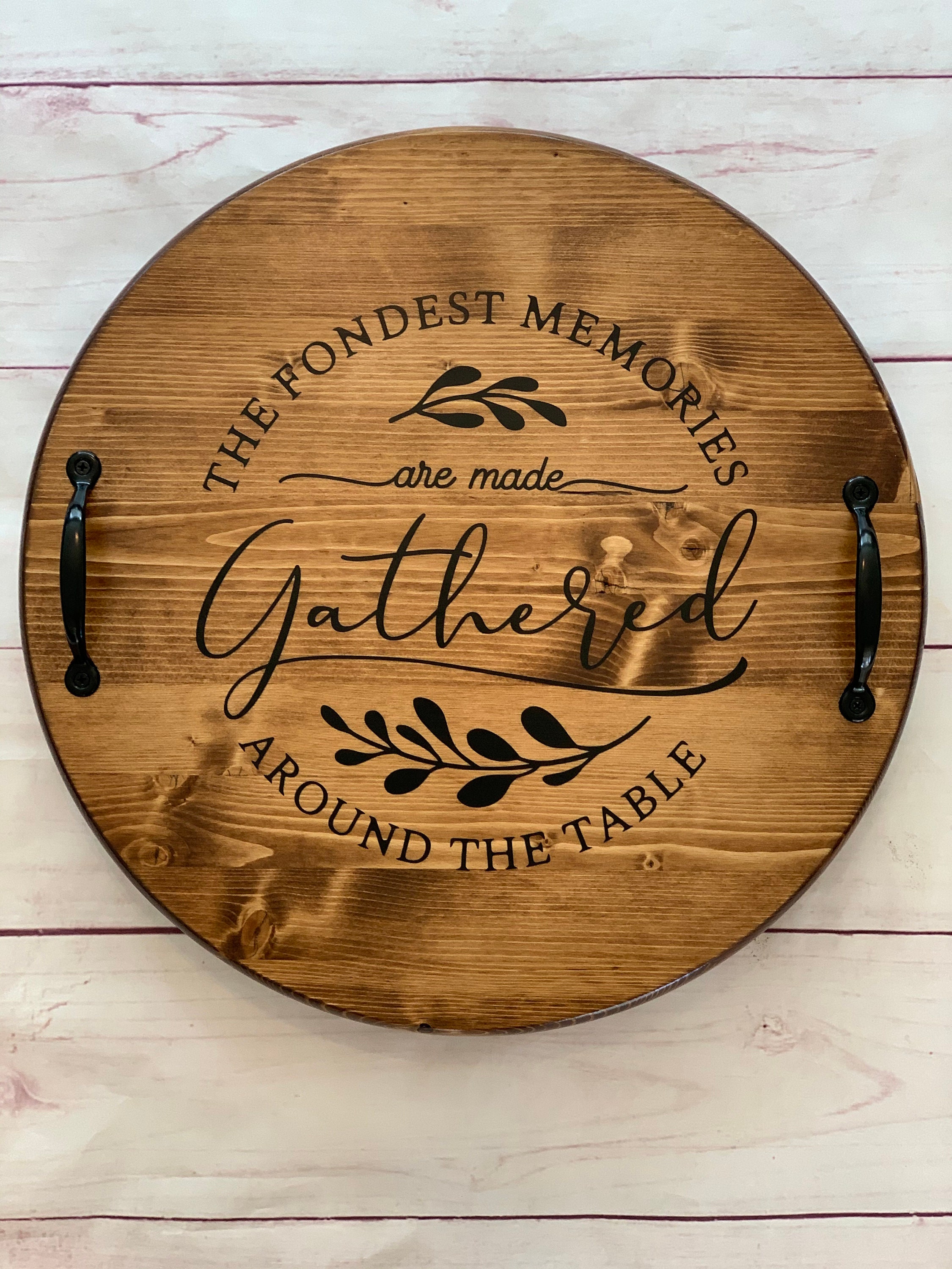 Round Wood Tray Wood Serving Tray Wood Tray Farmhouse wood | Etsy