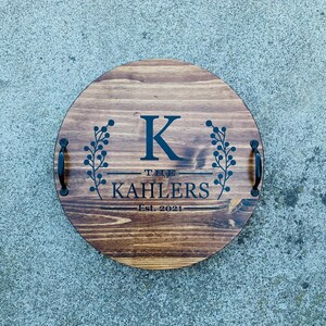 Personalized Serving Tray Personalized Tray Round Wood Tray - Etsy