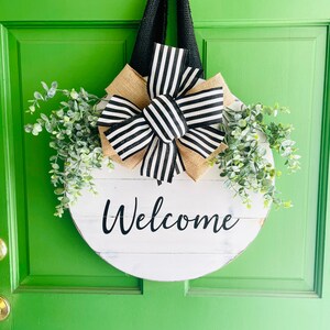 Shiplap Style Front Door Hanger, Shiplap and Eucalyptus Welcome Sign ...
